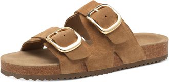 s.Oliver Damen Pantoletten aus Leder mit Schnallen, Braun (Cognac), 41 EU