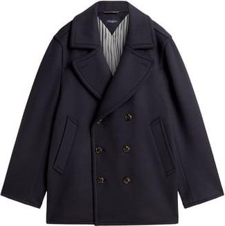 Tommy Hilfiger Manteau droit col tailleur en laine m&eacute;lang&eacute;e