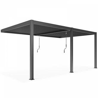 Oviala Pergola bioclimatique adoss&eacute;e Aluminium 6 x 3 x 2.5 m