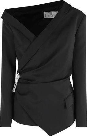 Giuseppe Di Morabito Femme, Vestes, Noir, Taille: 36 FR Blazer Noir en Laine avec Encolure Asymétrique