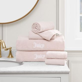 Juicy Couture Alyssa Luxuriöses 6-teiliges Badetuch-Set - (2) Badetücher, (2) Handtücher und (2) Waschlappen - Pinkes Premium-Badehandtuch-Set