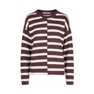 Jucca Femme, Pulls, Multicolore, Taille: 36 FR Pull &agrave; Col Rond &agrave; Rayures Contrast&eacute;es