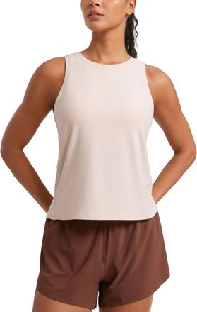 CRZ YOGA Damen Cloudweight Rundhals Workout Tanktops Leicht Athletic Gym Tops Weich Basic Running &Auml;rmellose Shirts Wei&szlig;er Opal 44