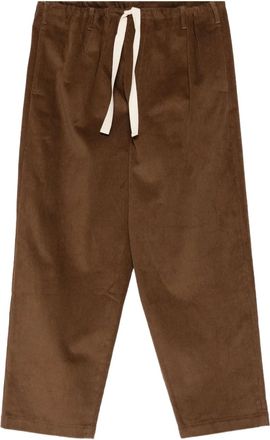 Moschino pantalon en velours côtelé à taille à lien de resserrage - Marron