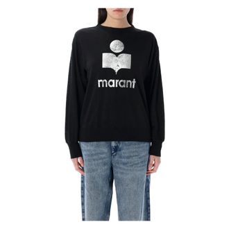 Isabel Marant Schwarzes Leinen-T-Shirt mit Logodruck - - Sweatshirts & Hoodies - Damen - Schwarzk - M