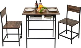 Giantex Ensemble Table et Chaise Salle a Manger, &Eacute;tag&egrave;re pour Bouteilles, 2 Chaises avec Dossier, Petite Table Bar Cuisine pour 2 Personnes, Design Compact, p