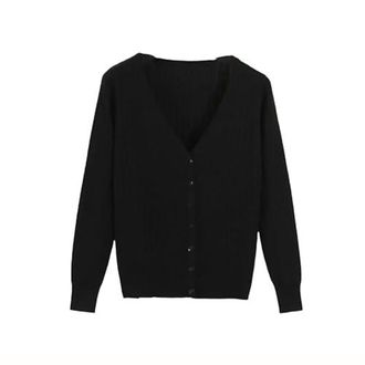 Generic Cardigan tricot&eacute; tendance &agrave; col en V et manches longues pour femme, noir, Taille XL