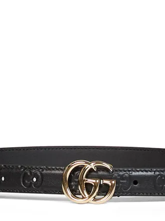 Gucci Womens Belt Gg Marmont Slim Black Calfskin
