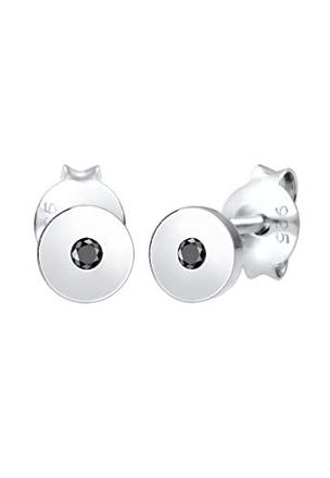 DIAMORE Elli DIAMONDS Boucles dOreilles Femmes Cercle Géo Diamant noir (0.03 ct.) en Argent Sterling 925