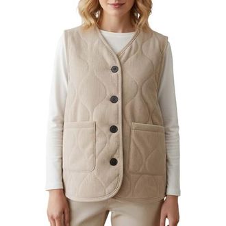 Generico Manteau en laine dagneau sans manches avec grandes poches Veste confortable pour femme Automne et Hiver Haut décontracté et ample en coton pour femme,