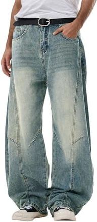 Generic Jean Homme Jeans Homme Week-End/Voyage Pantalon Printemps Automne Ample Coupe Droite Large - Basique Loose D&eacute;contract&eacute; pour Toutes Les Journ&eacute;es