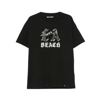 Palm Angels Homme, Tops, Noir, Taille: XL T-shirt Slogan