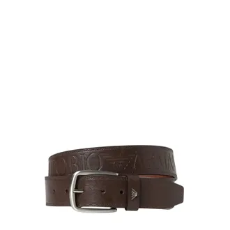 Emporio Armani Ceinture en cuir gaufr&eacute; logo - Homme - Accessoires - Brun - Taille: 95 CM