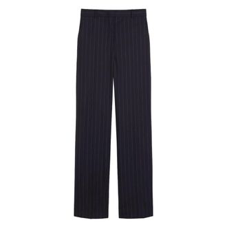 Max Mara Femme, Pantalons, Bleu, Taille: 40 FR Wool Pinstripe Pantalons
