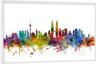 artboxONE Poster mit weißem Rahmen 75x50 cm Städte Kuala Lumpur Malaysia Watercolor - Bild Kuala Lumpur Malaysia Asia