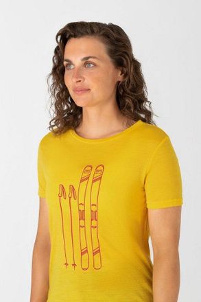 super.natural Print-Shirt Merino T-Shirt W SKIING TEE bequemer Merino-Materialmix