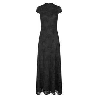 Rotate Rotate Birger Christensen - Robe Longue Fleurie en Mesh - Femme - Robes - Noir - Taille: 40 FR