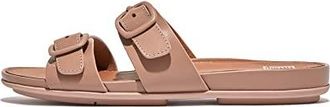 FitFlop Femme Gracie Rubber-Buckle Two-Bar Leather Slides Sandale Glissante, Beige, 56 EU