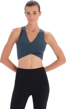 Dagi Womens Strappy V-Neck Slim Fit Sports Bra, Dark Green, Large