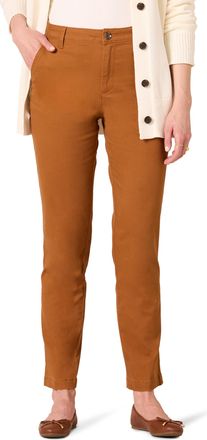 Amazon Essentials Damen Chinohose In Voller Länge Mit Schmaler Passform, Hohem Bund Und Geradem Bein, Karamell, 38-40