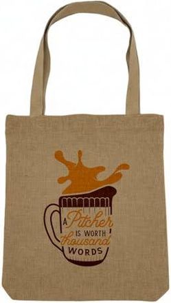 Fabulous Sac Shopping Tote Bag Aspect Lin - Pitcher is Worth Thousand Words Beer Party - Sac de Courses Toile Epaisse 360g Beige Naturel Cabas Port&eacute; Epaule Sol