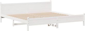 vidaXL Massivholzbett ohne Matratze Weiß 200x200 cm Kiefernholz Vidaxl