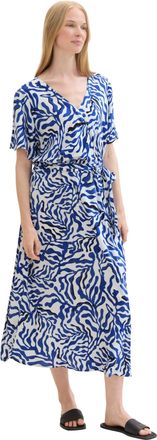 Tom Tailor Damen Gemustertes Wickelkleid, white cut palmtree, 38