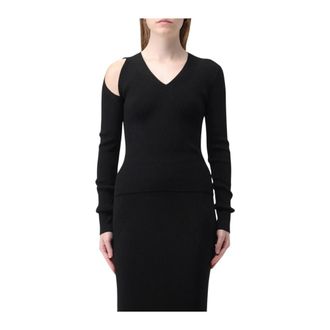 Alexander McQueen Gerippter Strick Cutout Pullover Kleid - - Knitwear - Damen - Schwarzk - M