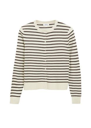 s.Oliver Cardigan Strickjacke Geringelte Strickjacke mit Knopfleiste