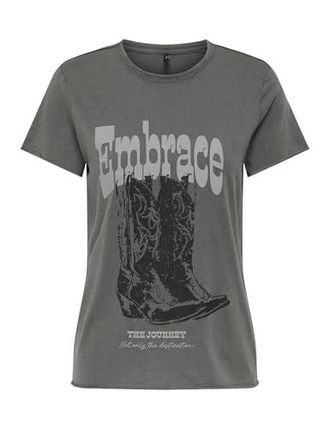 Only Onllucy Life Reg S/S JRS Noos Haut, Gris, XL