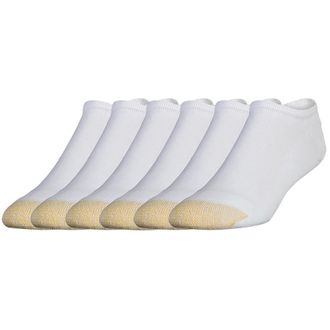 Gold Toe Mens Cotton Liners Athletic Sock, White, 6-Pack Size 10-13