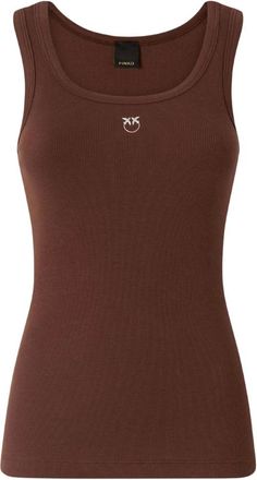 Pinko Pinko, Femme, Tops, Brun, Taille: 36 FR Calcolatore Ribbed Tank Top