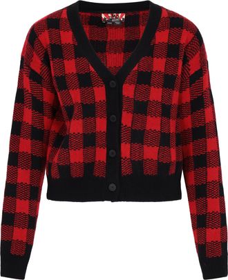 Mymo Strickjacke Frauen schwarz dunkelrot