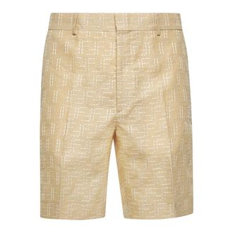 Fendi Jacquard Leinen-Baumwoll-Shorts - - Shorts - Herren - Wei&szlig; - L