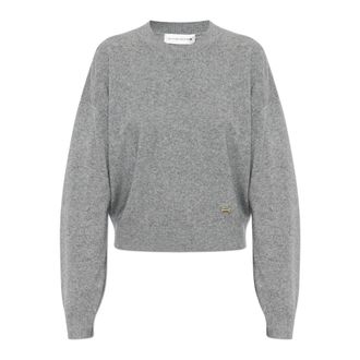 Victoria Beckham Wollpullover mit Rundhalsausschnitt - - Knitwear - Damen - Grau - S