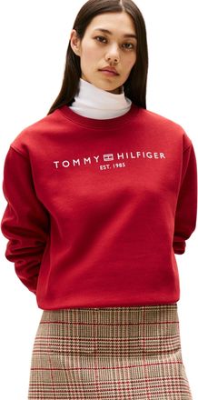 Tommy Hilfiger Damen Sweatshirt ohne Kapuze, Rot (Dark Magma), XXL