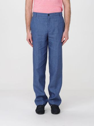 120% Lino Pantalon Homme couleur Bleu
