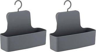 WENKO Duschcaddy Mod. Barcelona, Duschregal zum Hängen, mit beweglichem Haken, Spezial-Kunststoff (bruchsicher), Befestigen ohne bohren, Anthrazit (Packung 