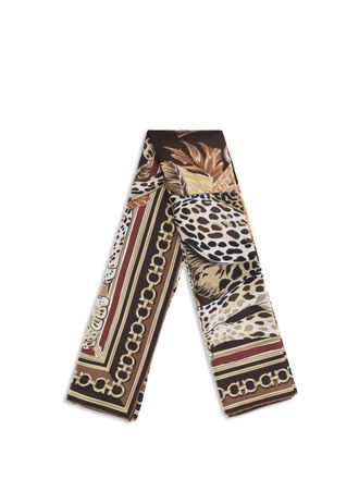 Ferragamo Womens Leopard-Print Silk Scarf Brown Patterned Light-Pastel Light/pastel Scarfs