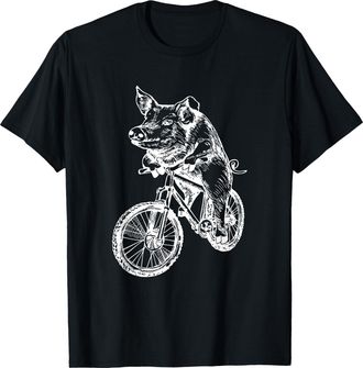 Seembo Schwein Reitrad Lustiges Schwein Radfahren Fahrrad Tier Biker T-Shirt