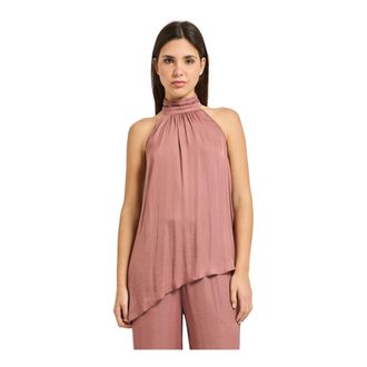 Patrizia Pepe Femme, Blouses et Chemises, Rose, Taille: 44 FR Chemisier sans manches &agrave; col montant