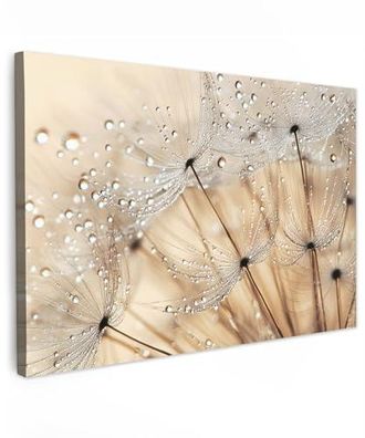 MuchoWow © Impression sur Toile Decoration Murale Peinture 120x80 cm Tableaux Decoratifs Muraux Déco Chambre Tableau Salon Pissenlit - Abstrait - Nature - Beig
