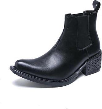 Generic Bottes pour Hommes Chaussures Ville D&eacute;contract&eacute;es en Cuir PU Chelsea Fermeture &Eacute;clair sur Le C&ocirc;t&eacute; Bottes Mi-Mollet pour Hommes,Black 2,44.5 EU