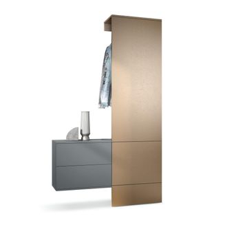 Vladon Garderobe Carlton Set 2, Made in Germany, Wandgarderobe aus Deko-Paneel & hängender Schubladen-Kommode, Anthrazit matt/Bronze Optik (105 x 193 x 35 cm
