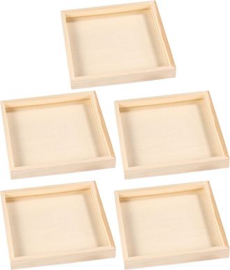 Pretyzoom 5 St&uuml;ck Teiliges Quadratisches Holz serviertablett Robustes Puzzle Ablagefach Praktische Aufbewahrung f&uuml;r Holzkl&ouml;tzchen rutschfest Handgefertigtes Blo