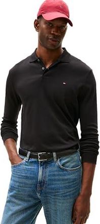 Tommy Hilfiger Polo décontracté à Manches Longues pour Homme, Coupe Droite avec Coton Liquide, Noir, XX-Large