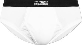 Maison Margiela Homme, Sous-v&ecirc;tements, Blanc, Taille: 2XL Logo Briefs