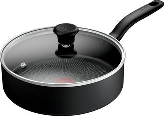 T-fal Titanium Essential Sautepan 26 cm + Deckel, Antihaftbeschichtung, metallsicher, kompatibel mit allen Herdarten au&szlig;er Induktion, einwandfreies Gleiten,
