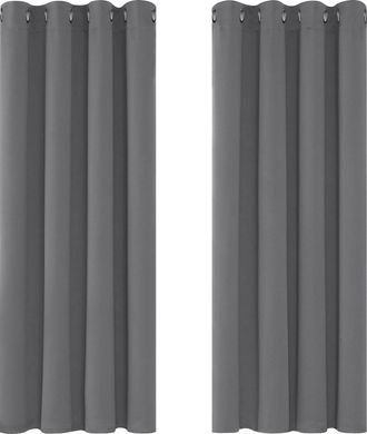 Deconovo Vorhang Blickdicht Verdunkelungsvorhang Gardine Wohnzimmer Thermogardine Kälteschutz Ösen, 138x117cm(HöhexBreite), Hellgrau, 2er Set