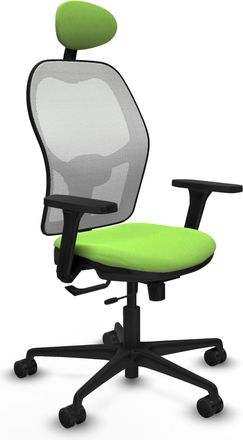 Piqueras y Crespo Ergonomischer Computerstuhl mit 3D-Armen, h&ouml;henverstellbarer Lendenwirbelst&uuml;tze und festem Kopfteil, ausgestattet mit Syncro/Traslack und injiziertem 